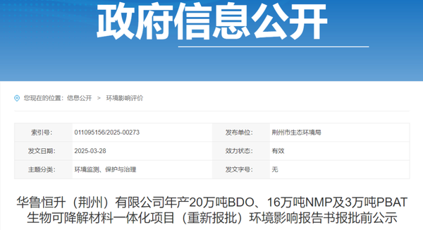 华鲁恒升营收破342亿，20万吨BDO项目重新报批-大厂动态|Chatplas|塑料在线
