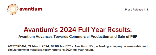 Avantium，全球首座FDCA工厂计划2025下半年启动销售-大厂动态|Chatplas|塑料在线