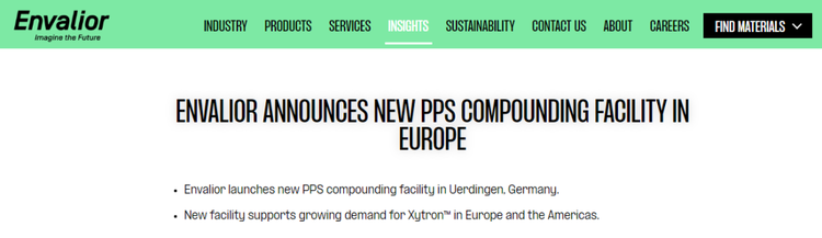 恩骅力将设立新的聚苯硫醚（PPS）复合工厂-大厂动态|Chatplas|塑料在线